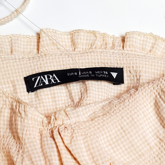 Zara | Tops | Zara Ruched Gingham Crop Top Size Small | Poshmark
